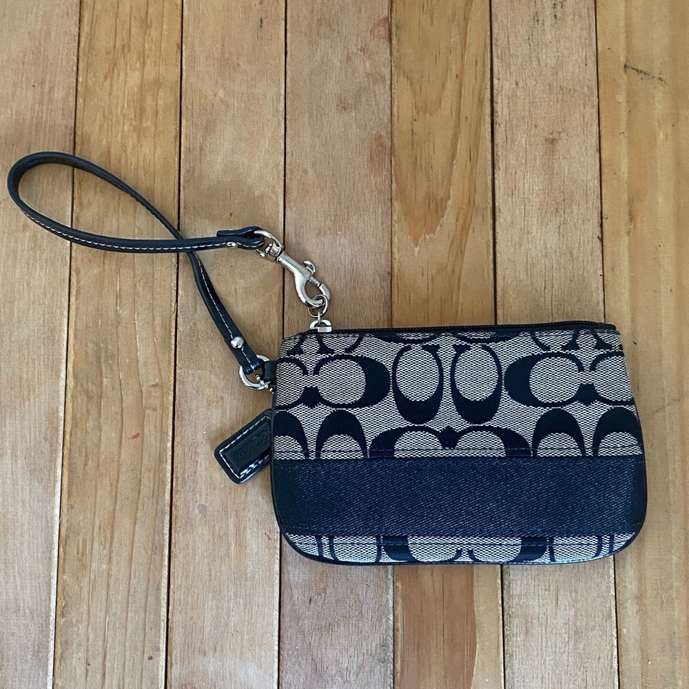 Coach Black Classic Monogram Logo Wristlet - Gem